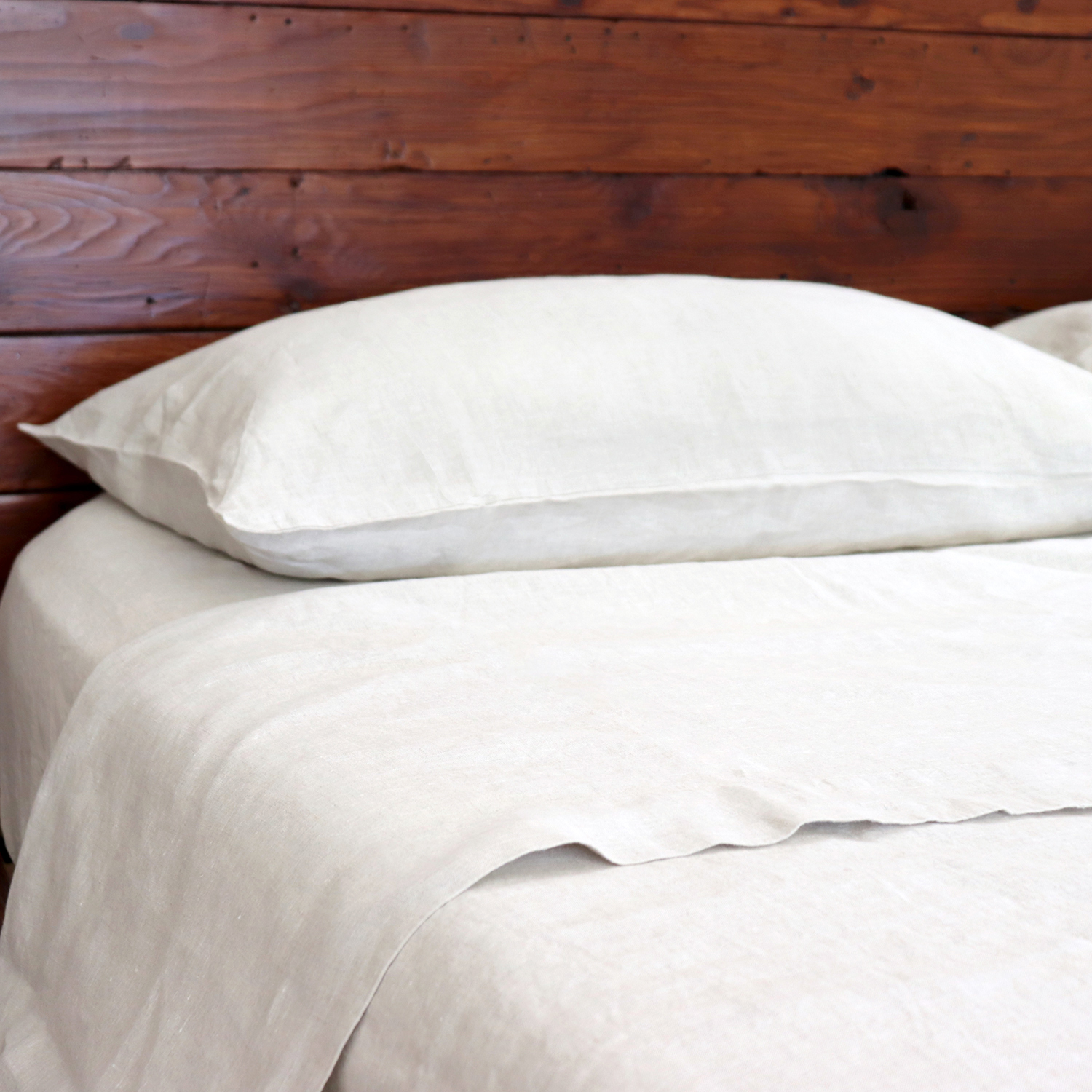 Luxury European Fitted Sheet Linen Cotton Percale White Ivory Color